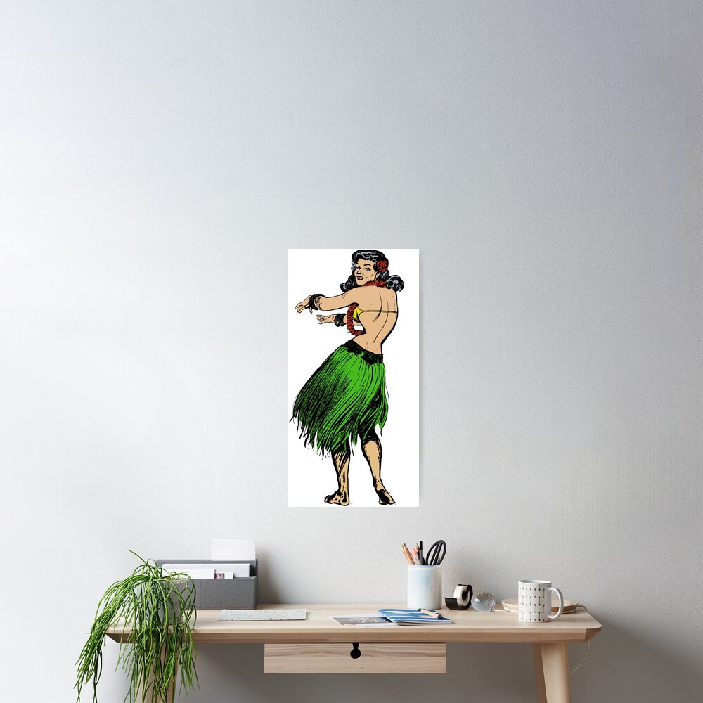 Póster «Vintage Honolulu Lulu Hula Pin-up Girl» de pdgraphics | Redbubble