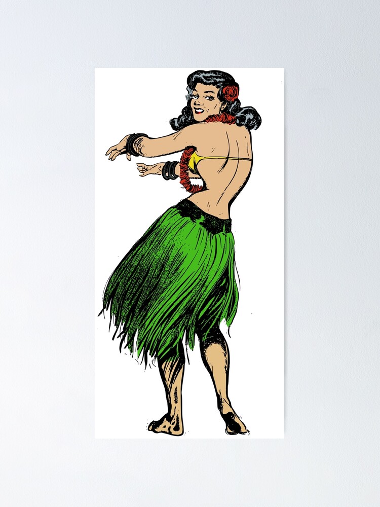 Póster «Vintage Honolulu Lulu Hula Pin-up Girl» de pdgraphics | Redbubble