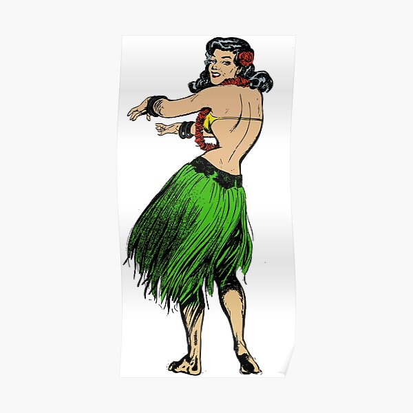 Póster «Vintage Honolulu Lulu Hula Pin-up Girl» de pdgraphics | Redbubble