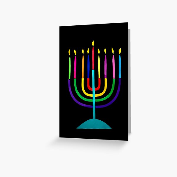 "Rainbow Menorah - Happy Hanukkah" Greeting Card for Sale by ...