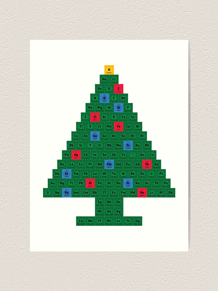 "Chemistry Christmas Tree Periodic Table" Art Print for Sale by ...