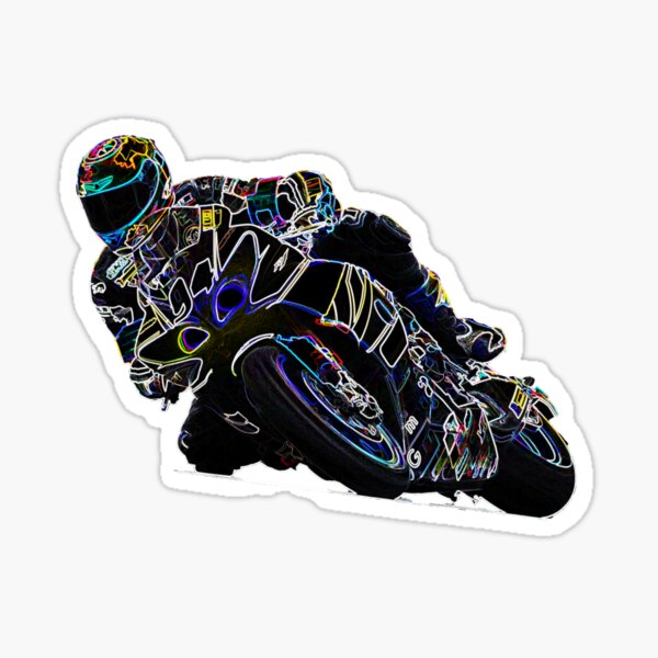 "Glowing Motorcycle Rider Circle Racing Sketch" Sticker for Sale by ...