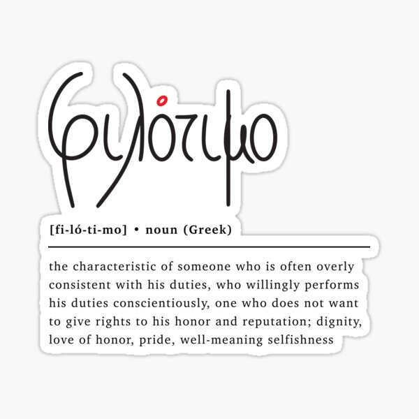 "Filotimo (Love of Honour) Greek Word Definition" Sticker for Sale by ...