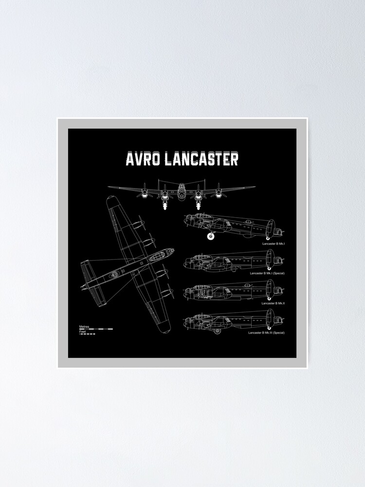 "Avro Lancaster Bomber Aircraft Airplane Blueprint" Poster for Sale by ...