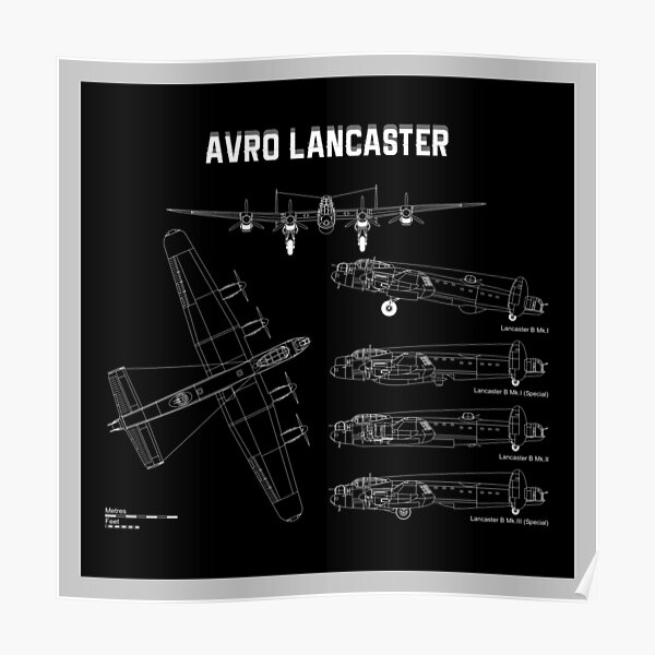 "Avro Lancaster Bomber Aircraft Airplane Blueprint" Poster for Sale by ...