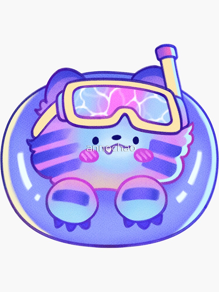 "Pool Floaty Kitty" Sticker for Sale by annechao | Redbubble