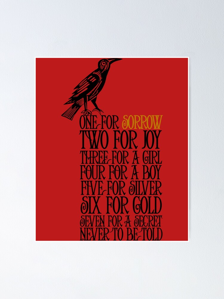 "One For Sorrow Counting Crows Rhyme " Poster for Sale by Geekend ...