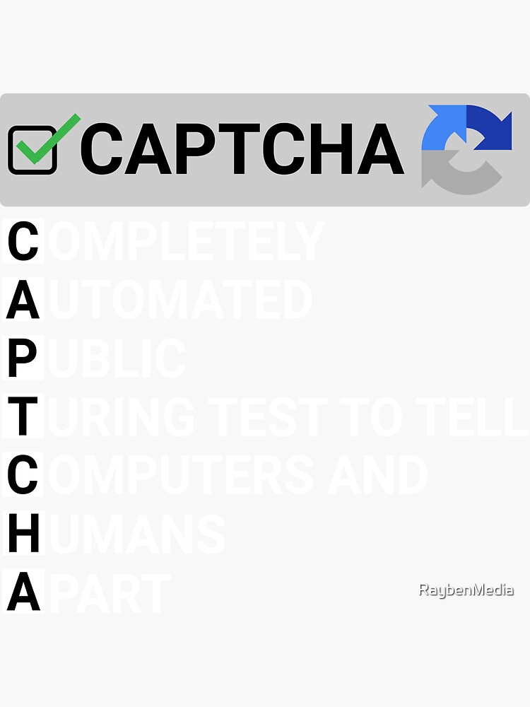 "Captcha Definition" Sticker for Sale by RaybenMedia | Redbubble