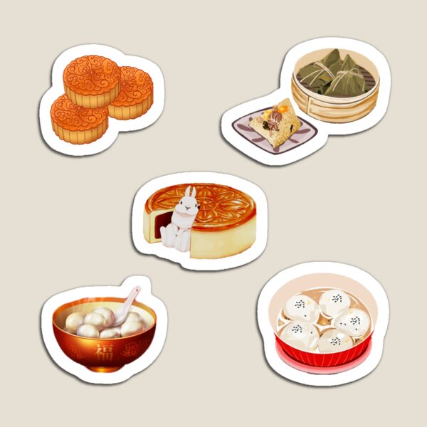 "Chinese festival food sticker pack" Magnet by Vinayan-99 | Redbubble