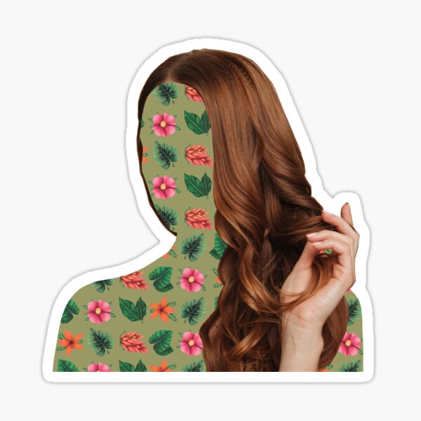 "Floral Lady Silhouette long hair" Sticker by ImagingPOD | Redbubble