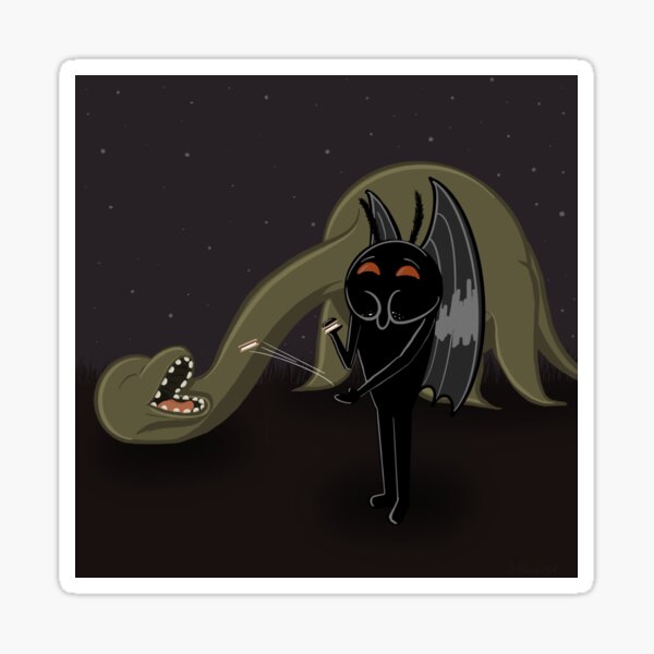 "Mothman and the Lochness Monster Eating S’mores" Sticker for Sale by ...