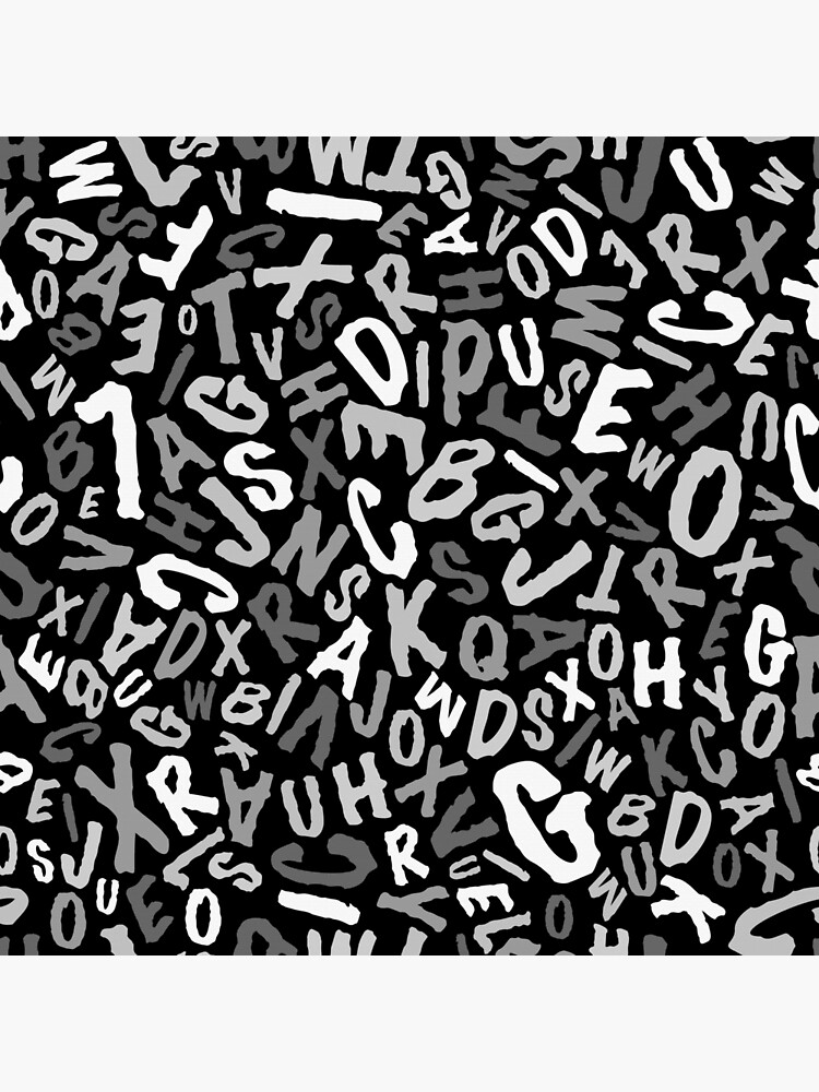 "Monochrome Alphabet Pattern" Poster by Stinky-inks | Redbubble