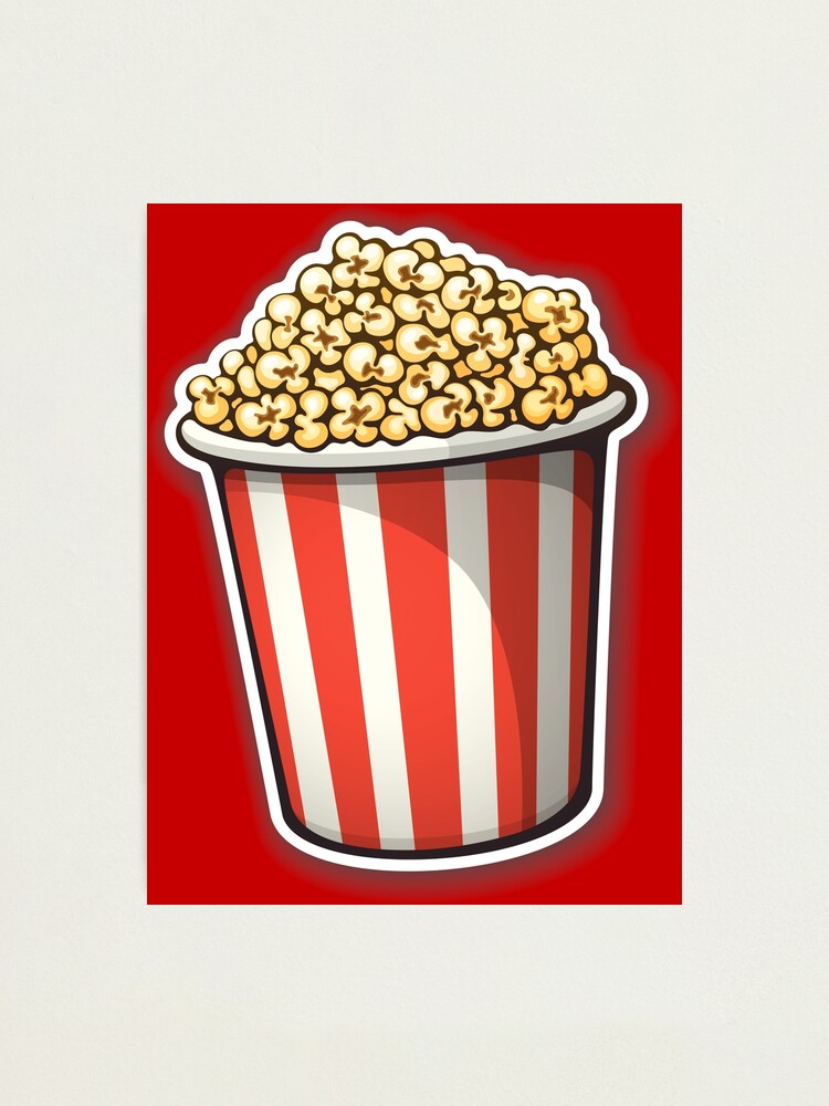 "Eimer voller Popcorn rot - Weiß gestreifter Pappbecher" Fotodruck von ...