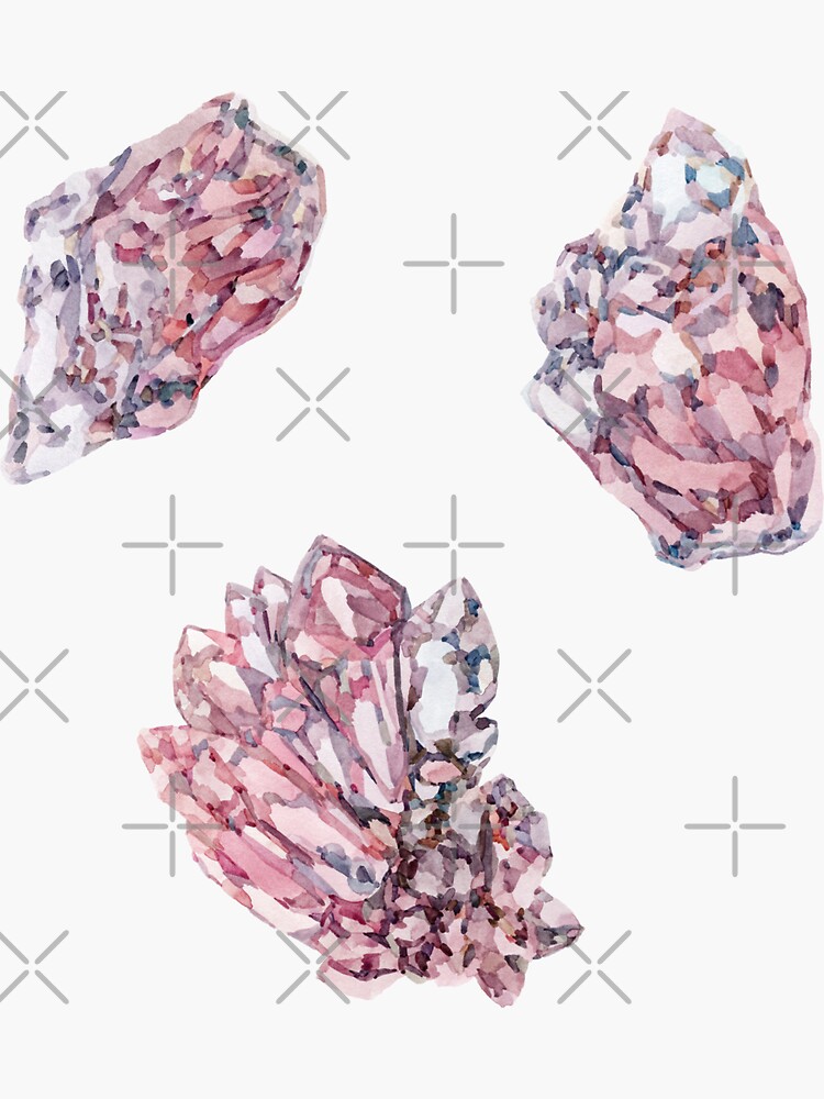 "Rose Quartz Crystals" Sticker for Sale by beccaboyce | Redbubble