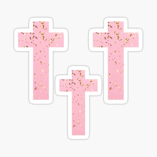 "Pink and Gold Glitter Cross Trio Sticker Set" Sticker for Sale by ...
