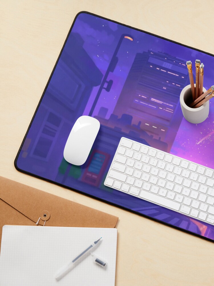 "Purple anime aesthetic mousepad, tokyo city street" Mouse Pad for Sale ...