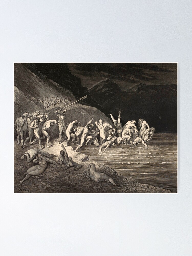 "Charon herds the sinners onto his boat - Illustrated Dante's Inferno ...