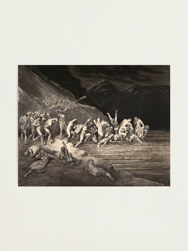 "Charon herds the sinners onto his boat - Illustrated Dante's Inferno ...