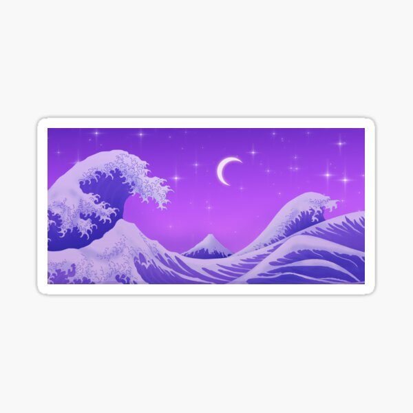 "Purple great wave of kanagawa anime aesthetic mousepad" Sticker for ...
