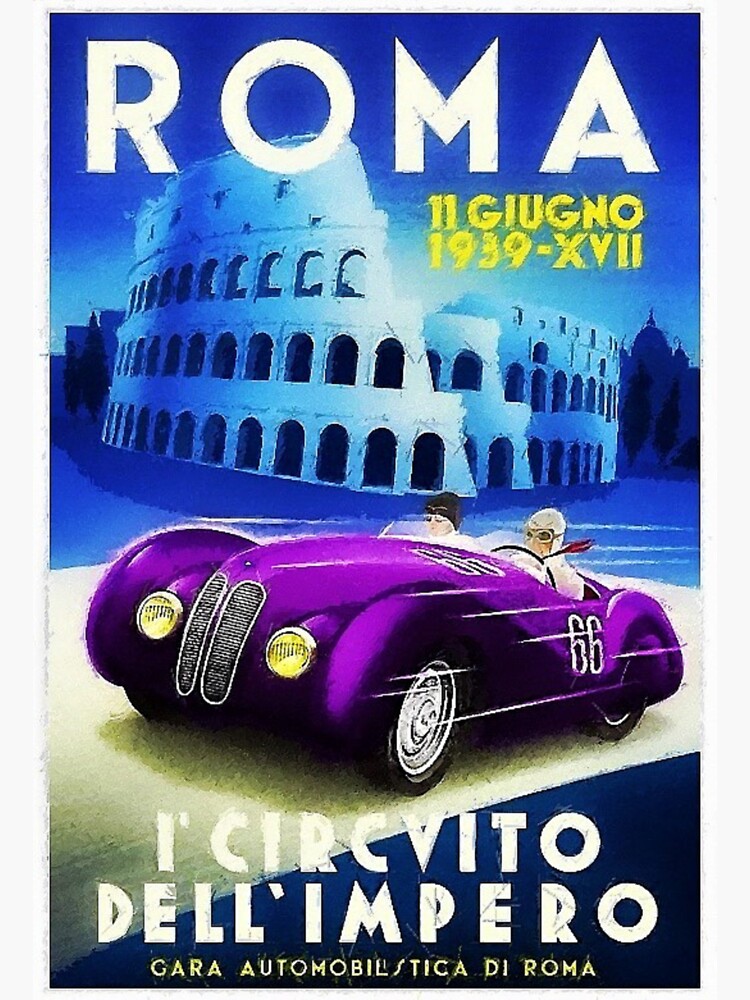 "1939 Purple Roma Grand Touring Rome Coliseum Grand Prix Racing Sports ...
