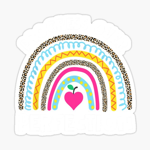 "Rainbow Progress Over Perfection Motivational Quotes" Sticker by ...