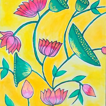 "Pichwai Lotus Motif Artwork" Sticker for Sale by Oonward2021 | Redbubble