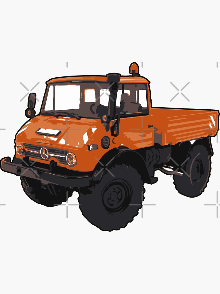 "Orange UNIMOG" Sticker for Sale by Groenendijk | Redbubble