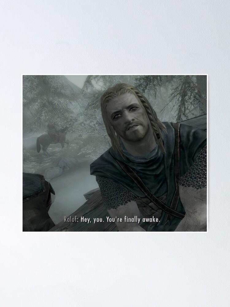 "Hey You Youre Finally Awake Skyrim Meme" Poster by Medd-99 | Redbubble