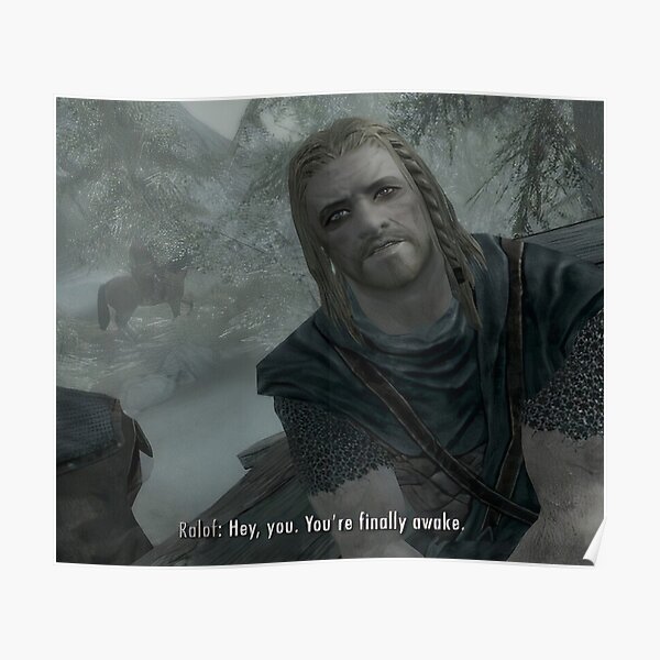 "Hey You Youre Finally Awake Skyrim Meme" Poster by Medd-99 | Redbubble