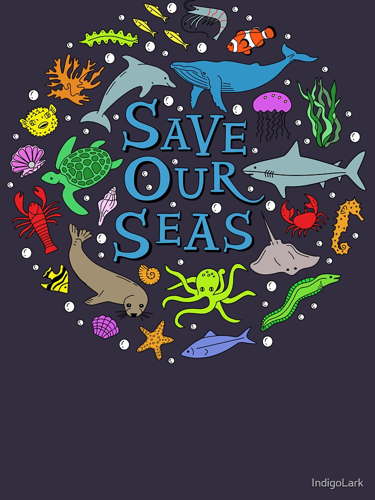 "Save Our Seas Save The Ocean Marine Conservation Illustration" T-shirt ...