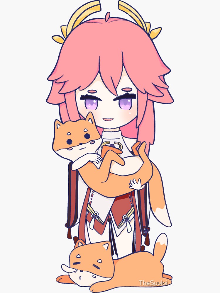 "Yae Miko Chibi Genshin Impact" Sticker for Sale by TheSuuloi | Redbubble