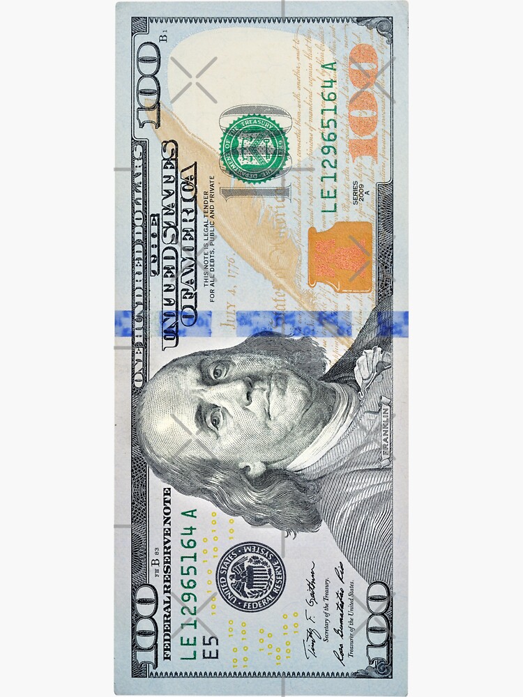 "100 Dollar Bill 2" Sticker for Sale by Orangegrph | Redbubble