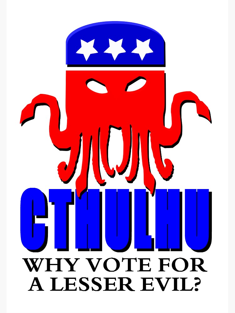 "why vote for the lesser evil" Sticker for Sale by mossbeartech | Redbubble