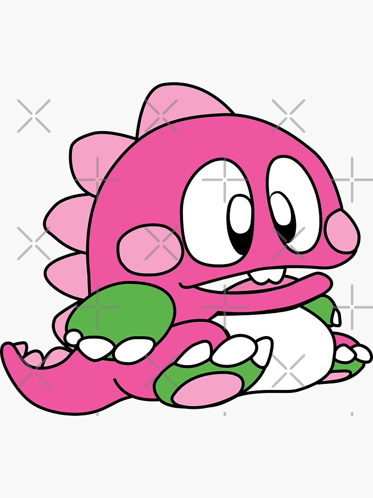"Pink Dino Bobble" Sticker for Sale by dodgemdesign | Redbubble