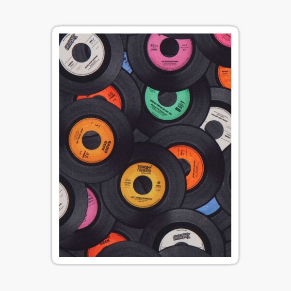 "Colorful Retro Records" Sticker for Sale by Landesign | Redbubble