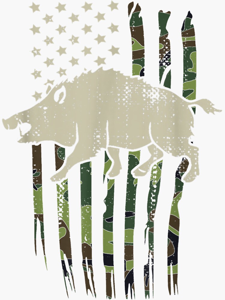 "Boar Hunting Camouflage American Flag Hog Hunter " Sticker for Sale by ...
