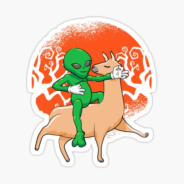 "Alien Riding Llama Lazy Diy Halloween Costume Funny Animal" Sticker ...