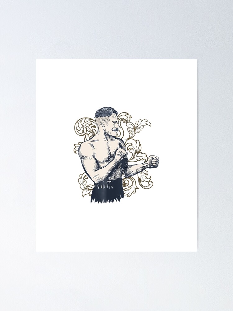 "Vintage Old Style Hipster Bare Knuckle Boxer Fighter" Poster for Sale by AlbaXavier | Redbubble