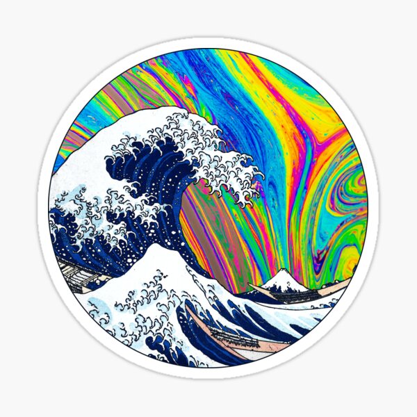 "Trippy Aesthetic Great Wave " Sticker for Sale by ind3finite | Redbubble