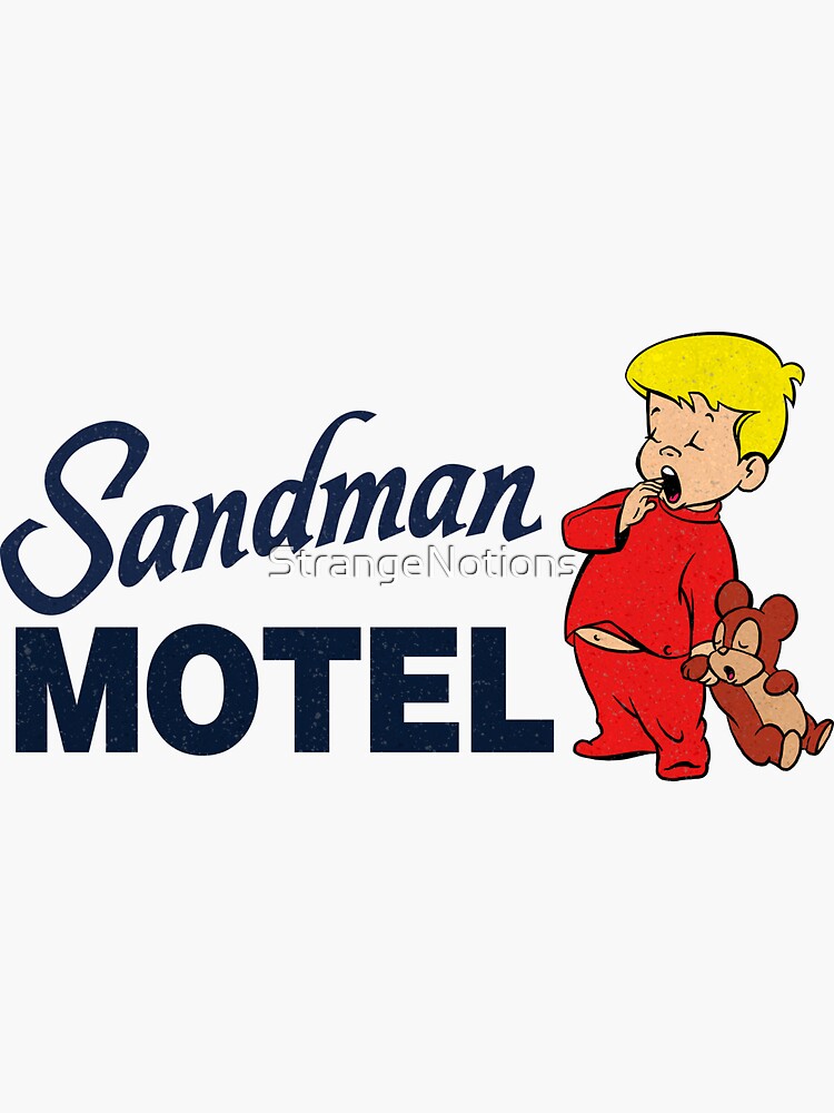 "60s Sandman Motel Logo mit kleinem Jungen und Teddybär" Sticker von ...