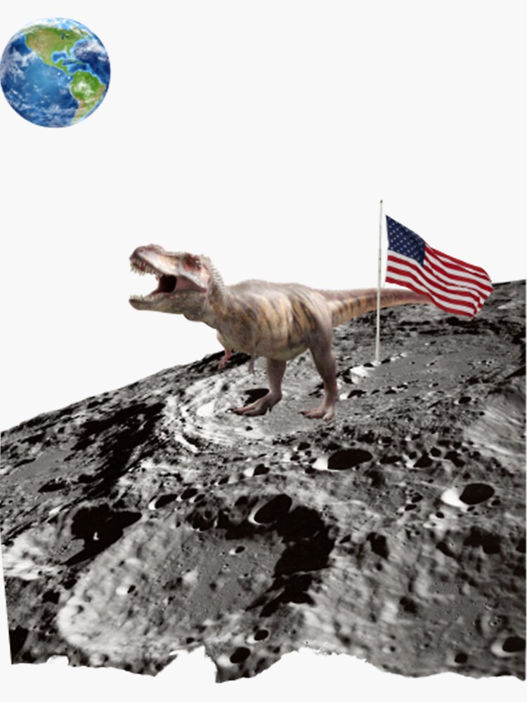 "Giant T-rex on Moon" Sticker for Sale by Svenbjork | Redbubble
