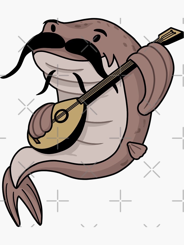 "catfish musician cartoon" Sticker for Sale by Ashleysnook | Redbubble