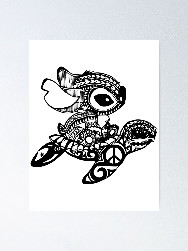 "Stitch ride turtle" Poster for Sale by rickmadala | Redbubble