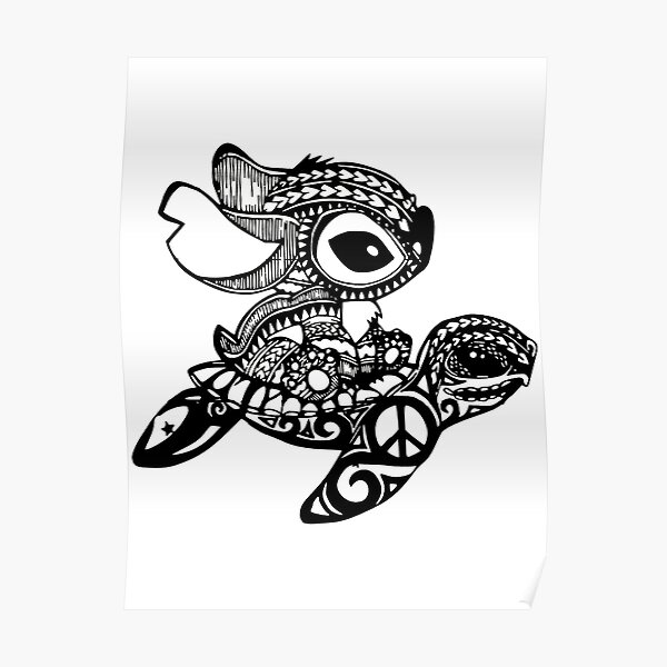 "Stitch ride turtle" Poster for Sale by rickmadala | Redbubble