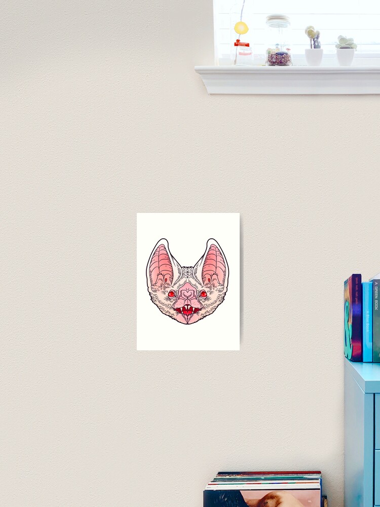 "Cute But Creepy Albino Vampire Bat Face" Art Print for Sale by ...