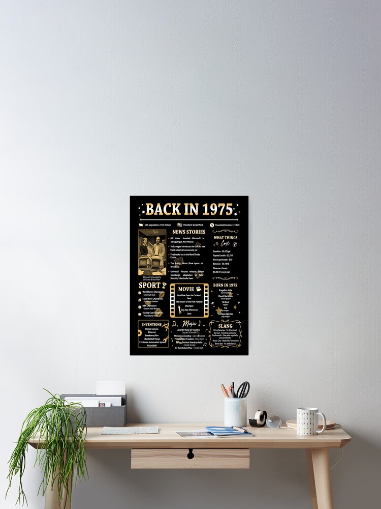 "Birthday Anniversary Back in 1975 46 years 46th" Poster for Sale by ltllima | Redbubble