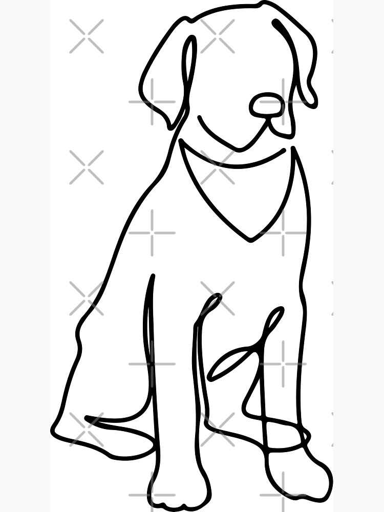 "Labrador Retriever with Bandana One line Drawing Print. Printable ...