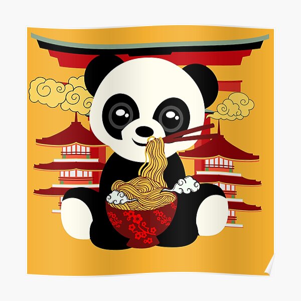 "Panda Eating Ramen" Poster by OneStopMerch | Redbubble
