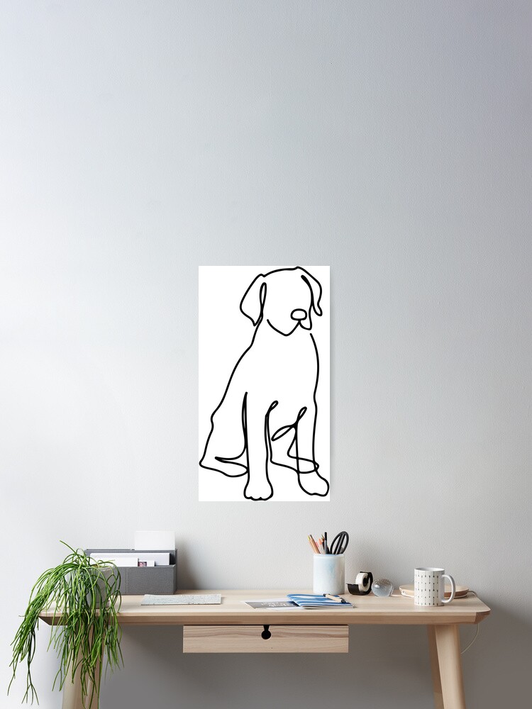 "Labrador Retriever One line Drawing Print. Printable Black and White ...