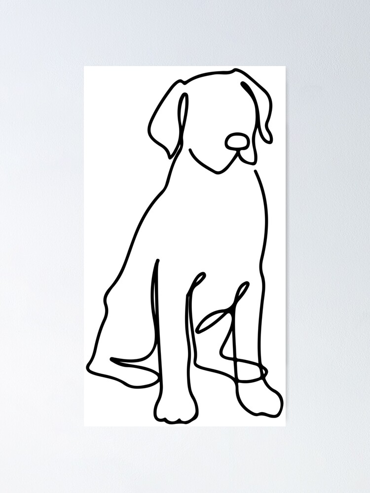 "Labrador Retriever One line Drawing Print. Printable Black and White ...